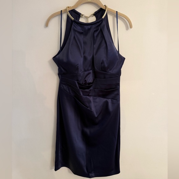 Eliza J | Dresses | Eliza J Midnight Blue Satin Mini Dress | Poshmark